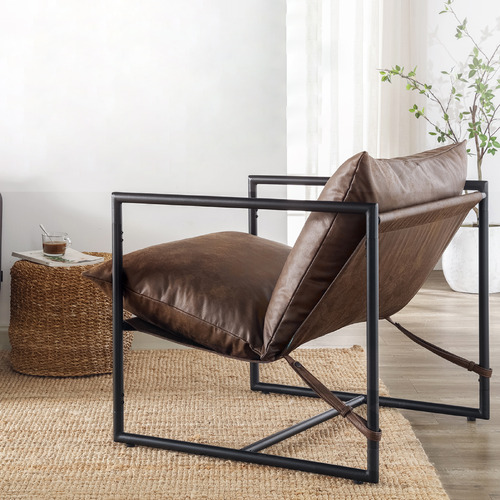 Leather sling accent chair store